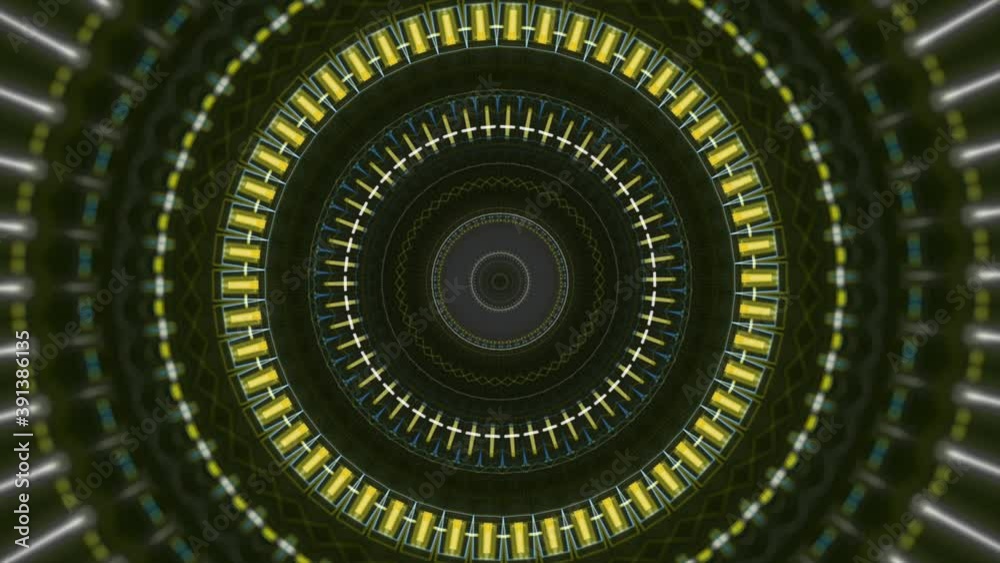 View inside of a science fiction space ship or space station tunnel ...