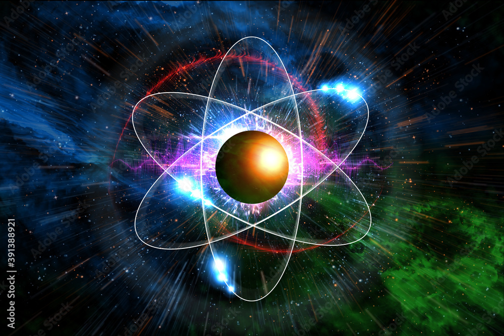 Atomic Particle 3D Illustration Stock Illustration | Adobe Stock