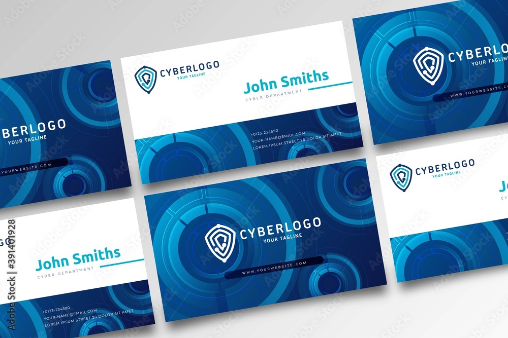 cyber security double sided business card Stock Vector | Adobe Stock