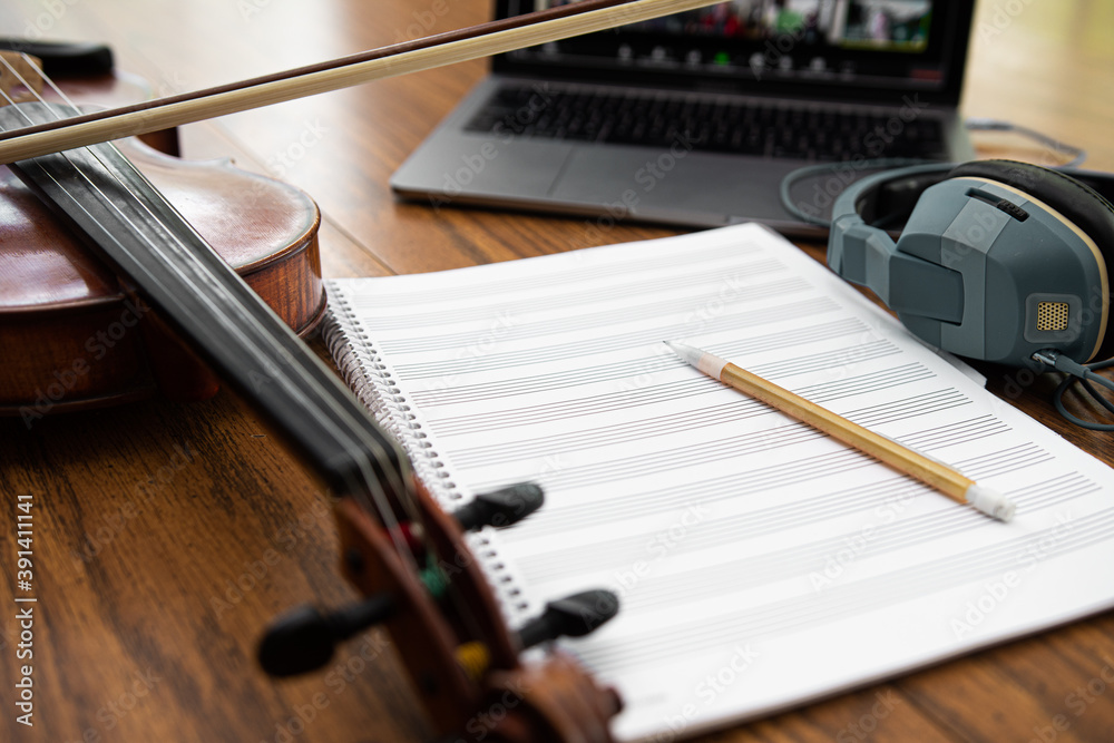 Online orchestra setup Stock Photo | Adobe Stock