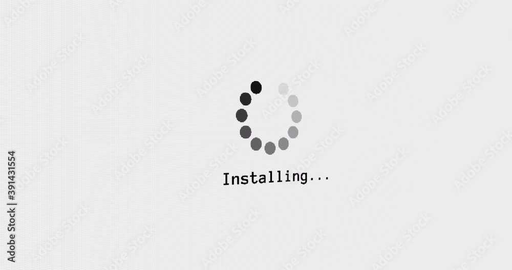Installing application bar circle computer screen animation loop ...