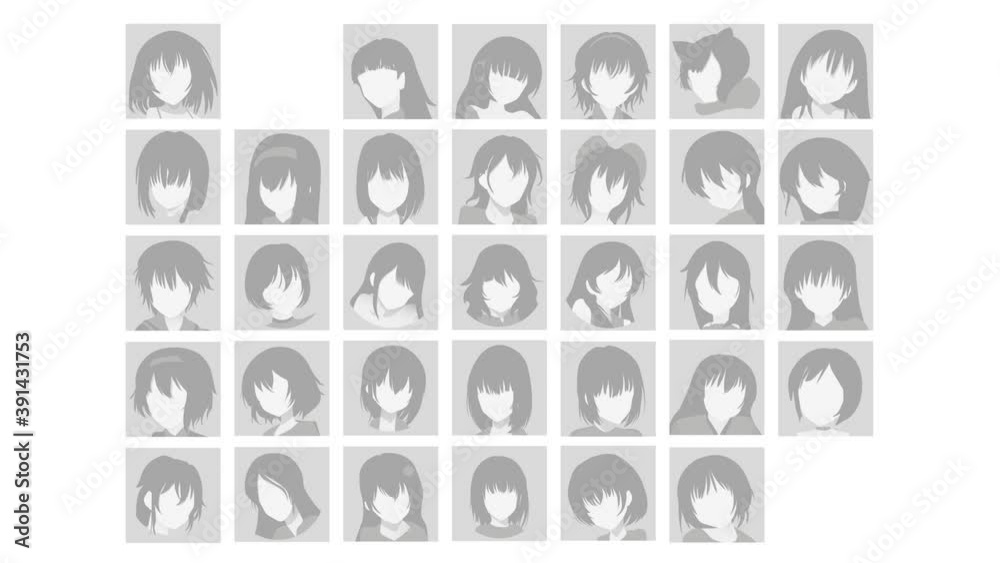 Animation of Appearance and Disappearance of Flat Gray Icons for girls ...