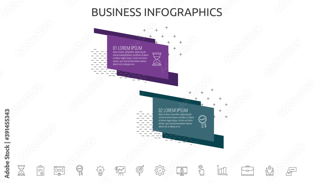Vector infographic flat template label for two diagram, graph ...