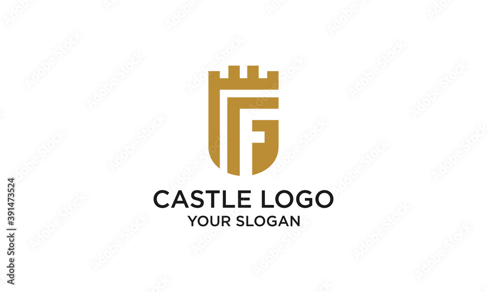 F Castle Logo Design Stock Vector | Adobe Stock