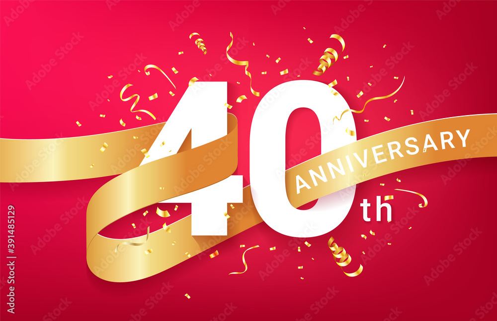 40th Anniversary celebration banner template. Big numbers with sparkles ...