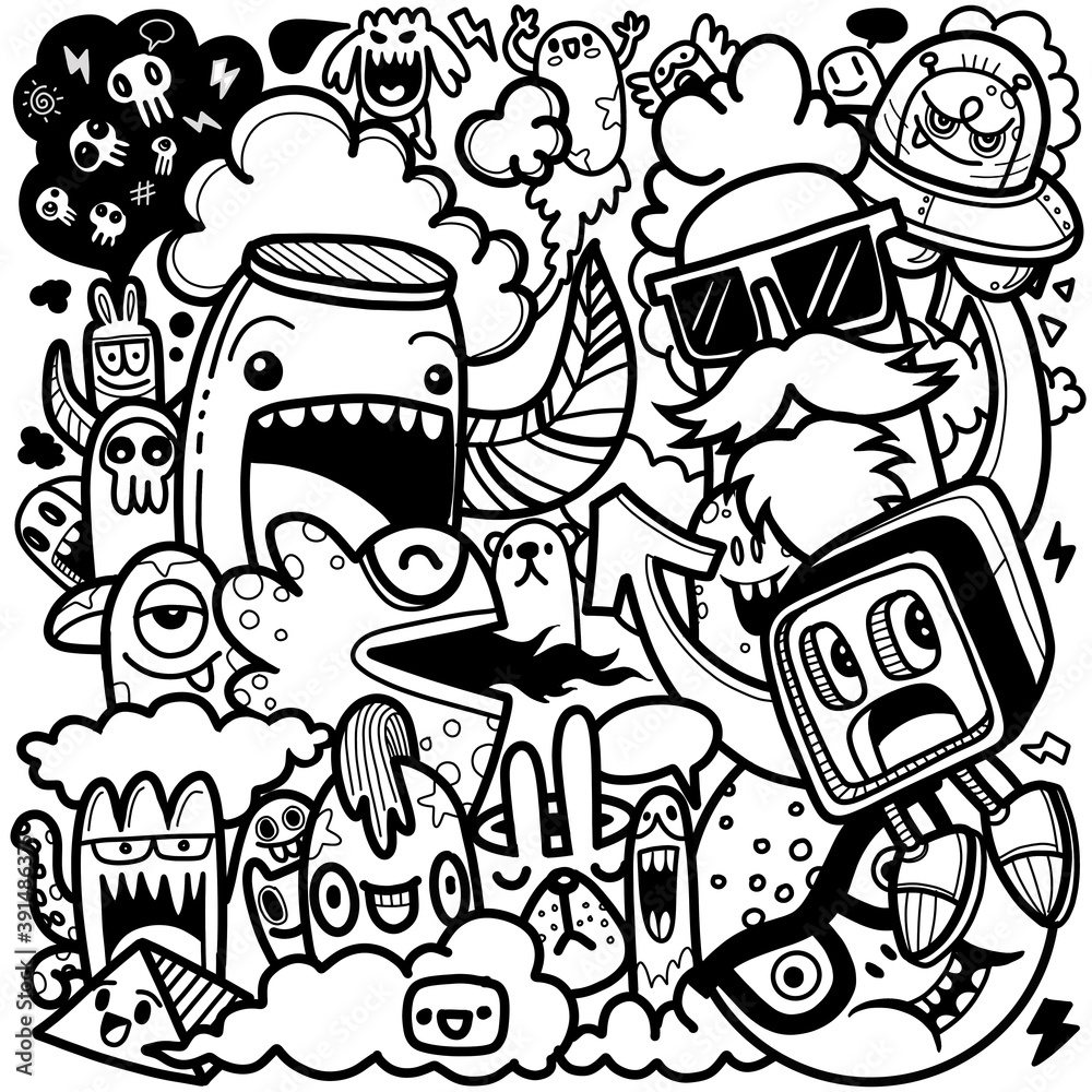 Cute hand drawn doodles Vector cartoon set of cute doodle cartoon ...