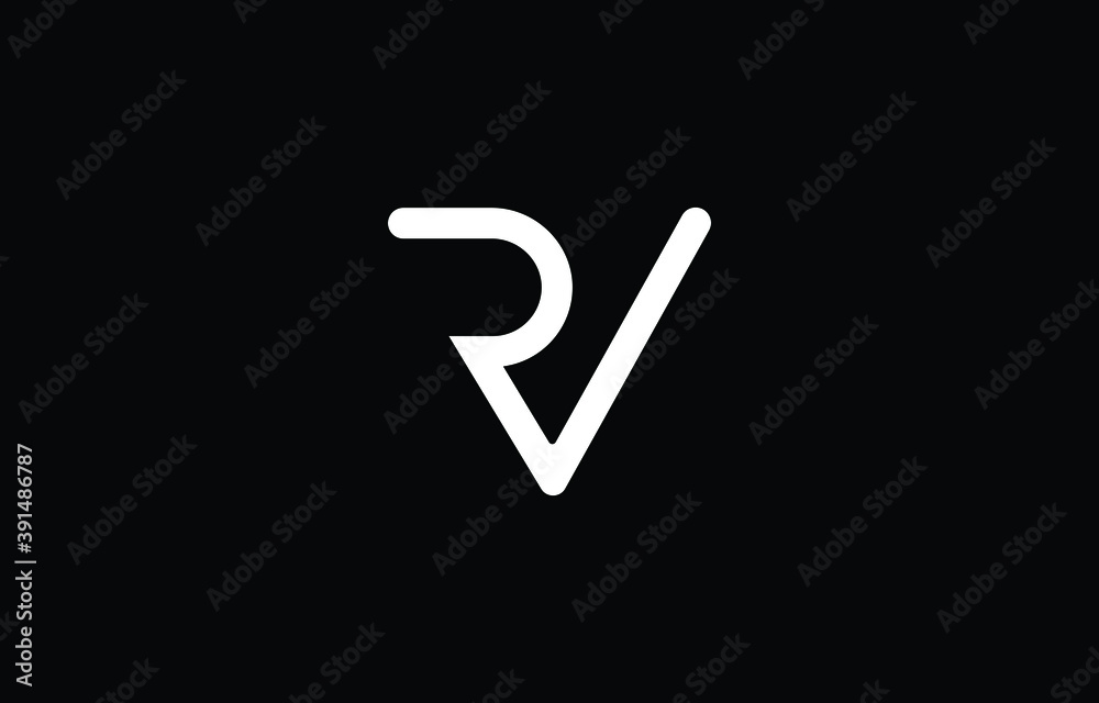 RV VR logo design concept with background. Initial based creative ...
