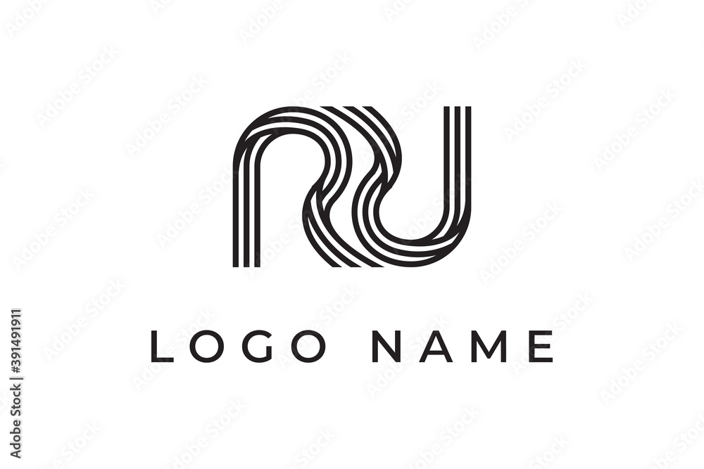 double letter r logo with striped style concept element graphic, for ...
