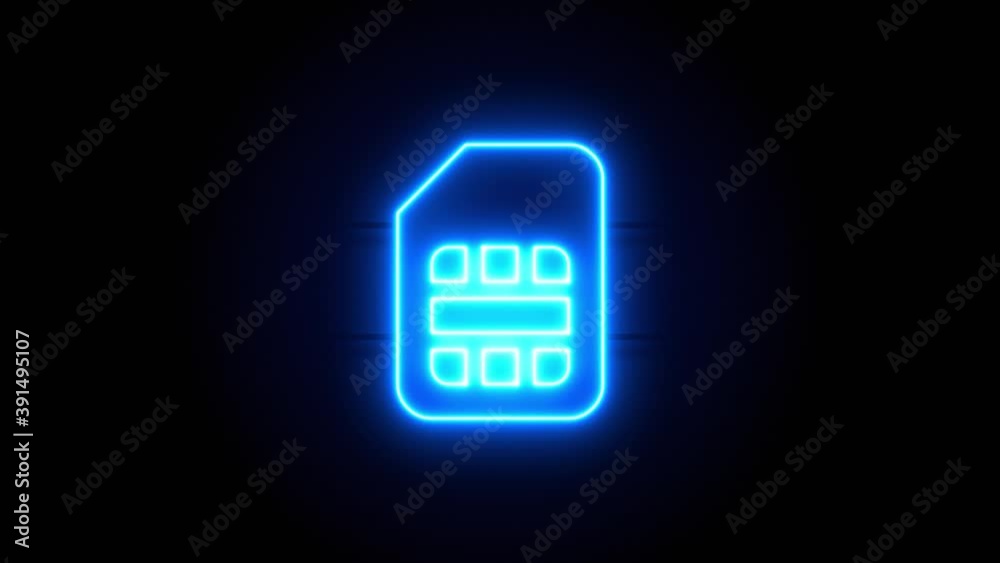 Sim Card neon sign appear in center and disappear after some time ...