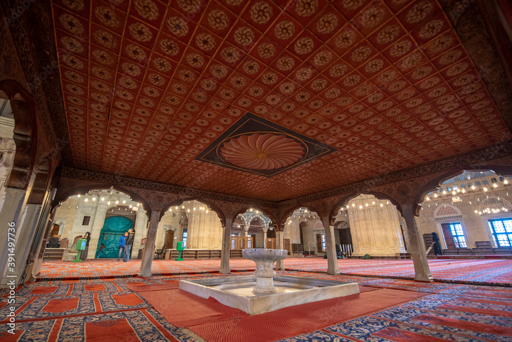 EDIRNE, TURKEY - 30 June, 2019: Interior of Selimiye mosque in Edirne ...