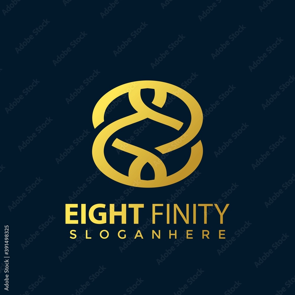 Gold Eight Infinity logo design element vector illustration Stock ...
