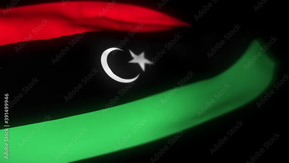 Libya flag , Realistic 3D animation of waving flag . Libya flag waving ...