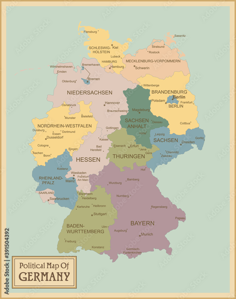 Germany-highly detailed map.All elements are separated in editable ...