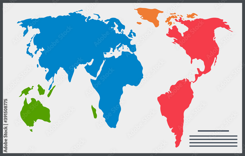 Similar World map isolated on white background. Multicolored worldmap ...