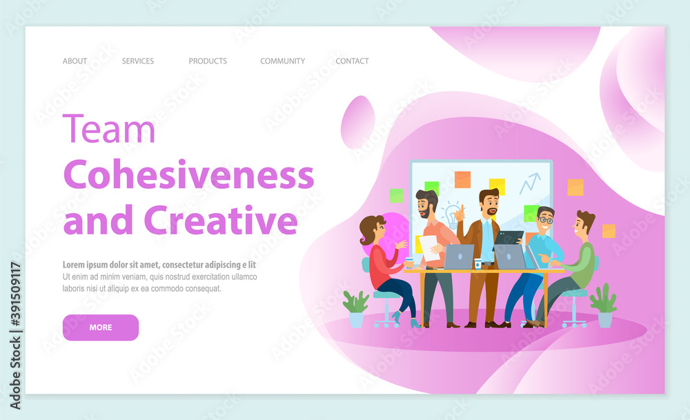 Team cohesiveness and creative website vector. Idea concept for ...