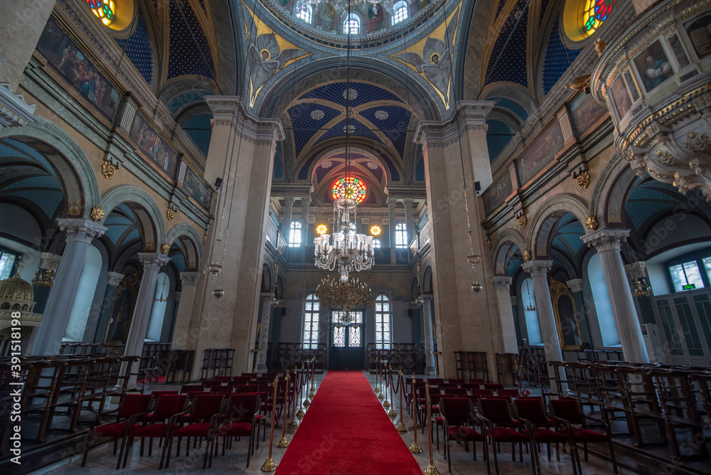 Stockfoto Istanbul, Turkey - June 28, 2019: Interior of Hagia Triada ...