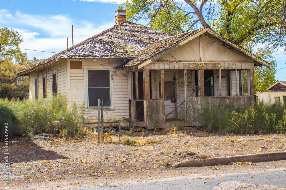 Old Abandoned One Level House In Disrepair Stock Photo | Adobe Stock