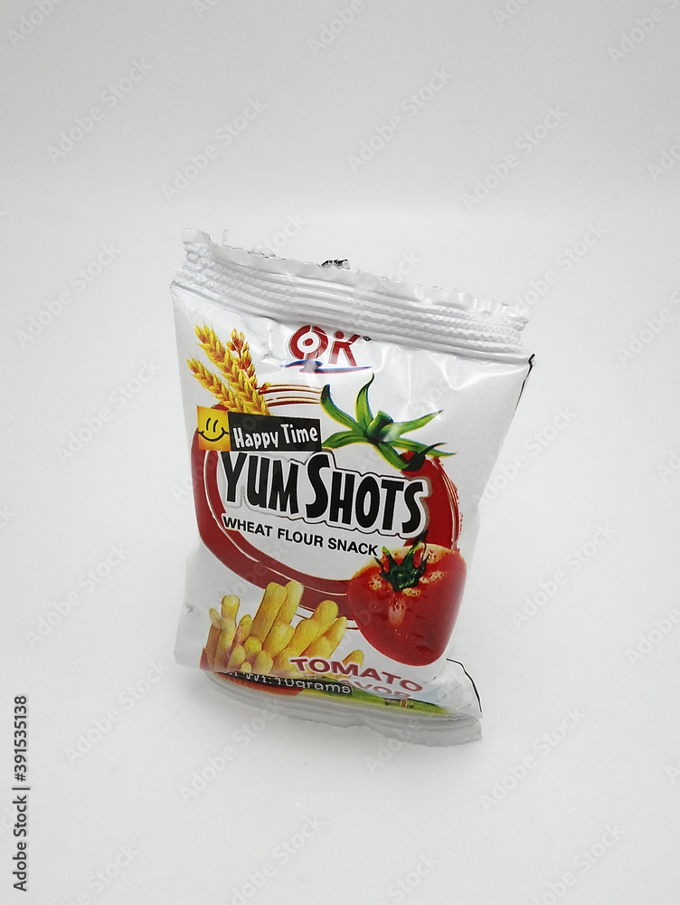 Happy time yum shots wheat flour snacks tomato flavor in Manila, Philippines Stock Photo | Adobe ...
