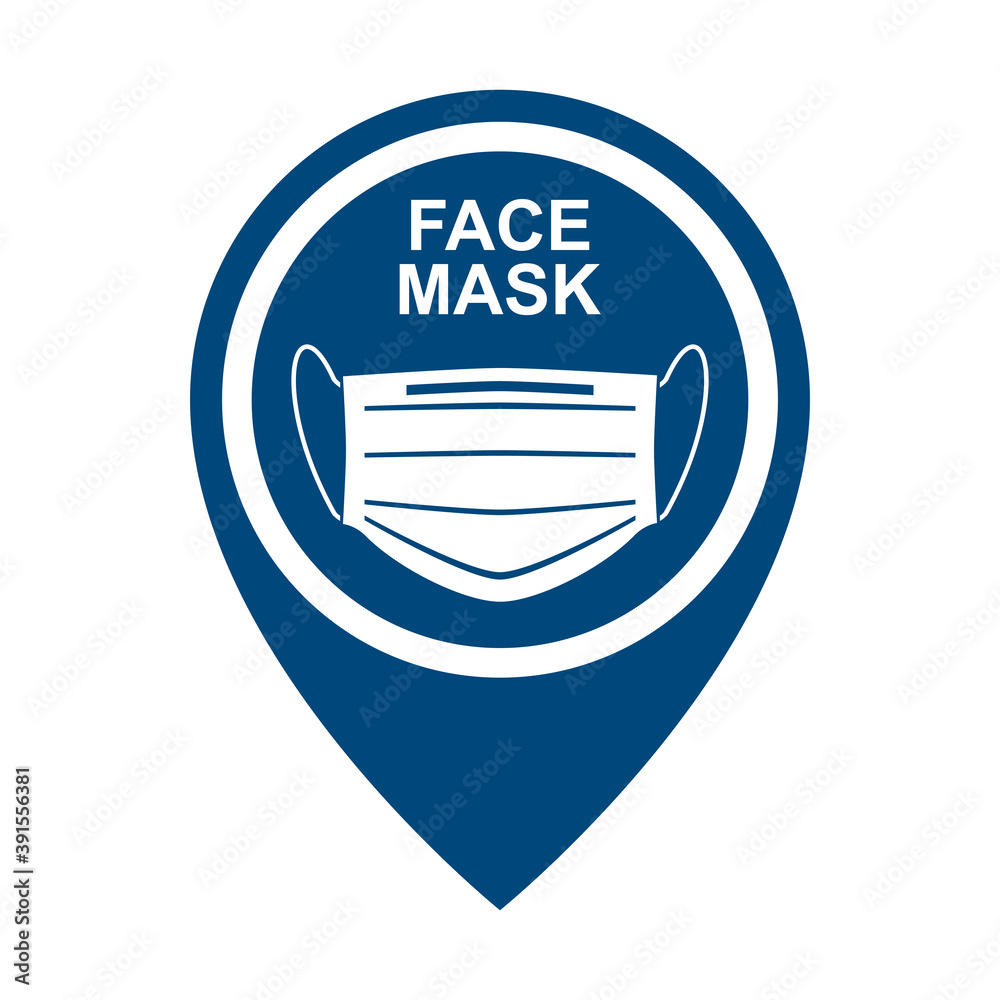 Round sign FACE MASK, location mark, icon. Medical infographics. Vector ...