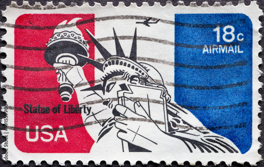 USA - Circa 1974 : a postage stamp printed in the US showing the Statue ...