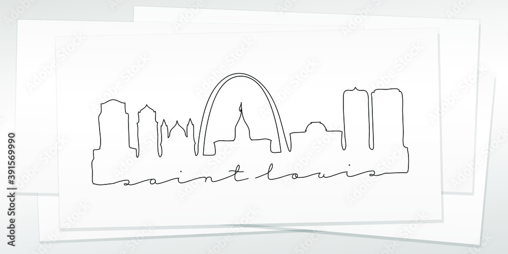 St. Louis, MO, USA Doodle Skyline Hand Drawn. City One Line Art ...