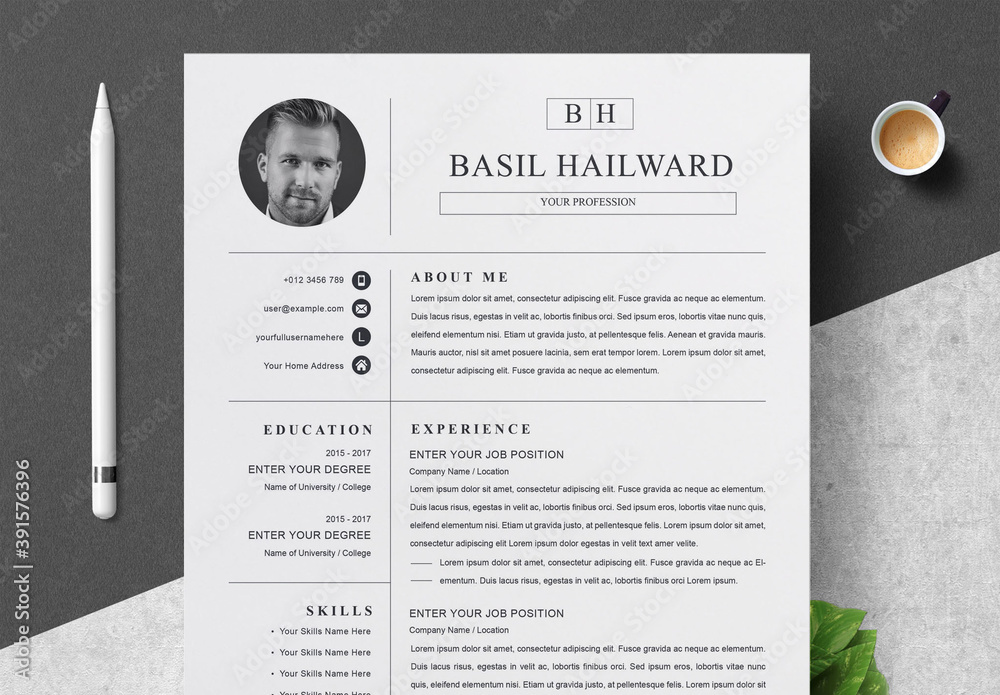 Professional Resume Layout Stock Template | Adobe Stock