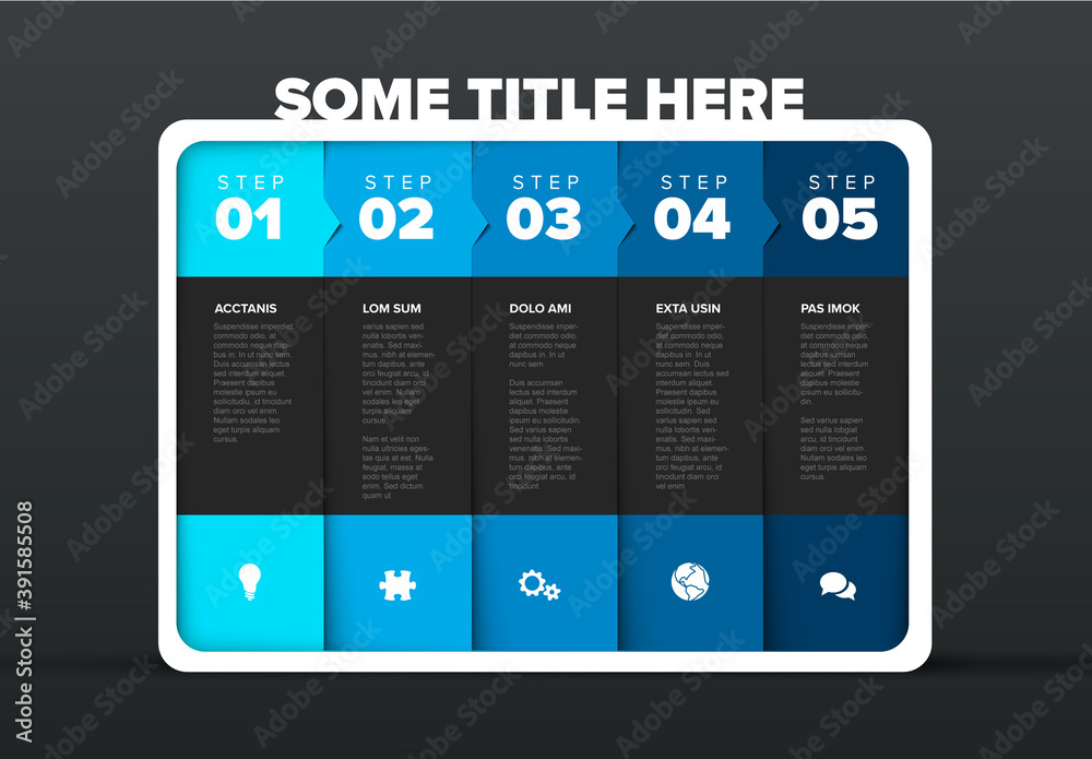 Five Simple Blue Steps Process Infographic Layout Stock Template ...