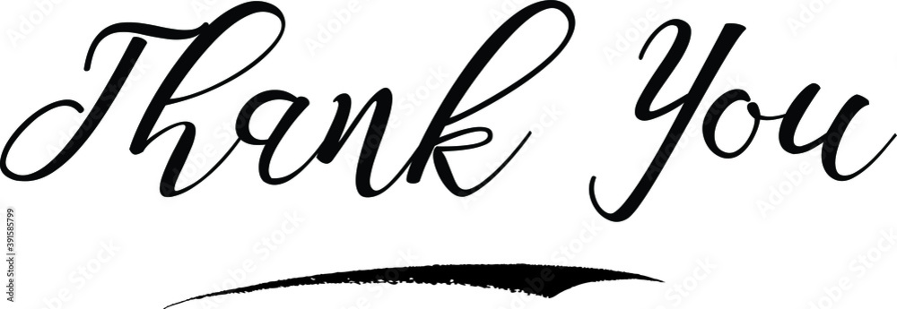 Thank You Bold Calligraphy Black Color Text On White Background Stock ...