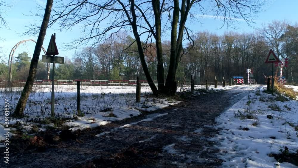 Footage of level crossing is an intersection where railway line crosses ...