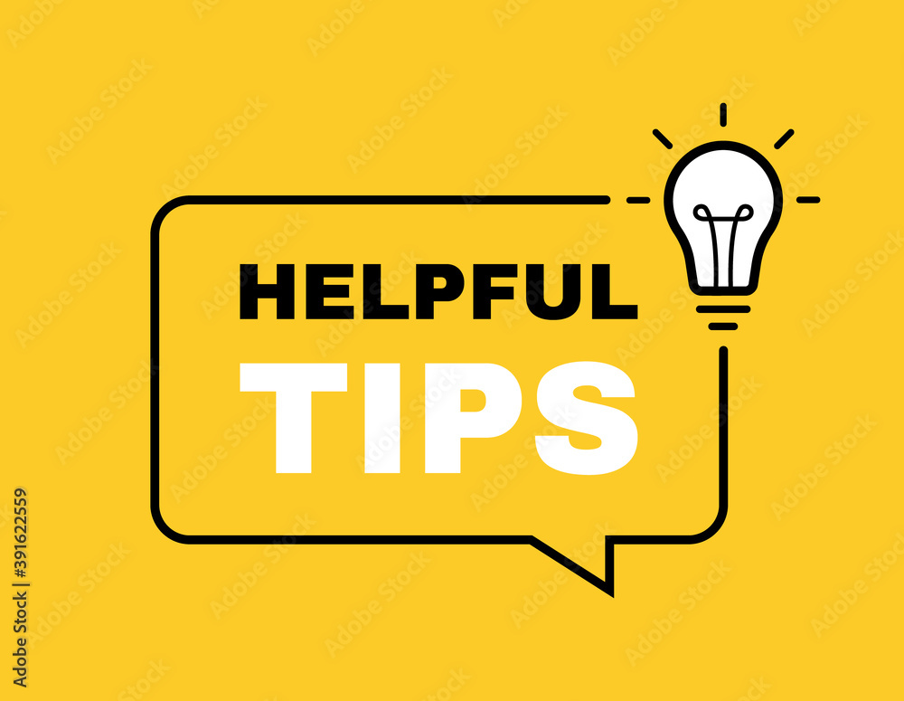 Helpful tips geometric message bubble with light bulb emblem. Banner ...