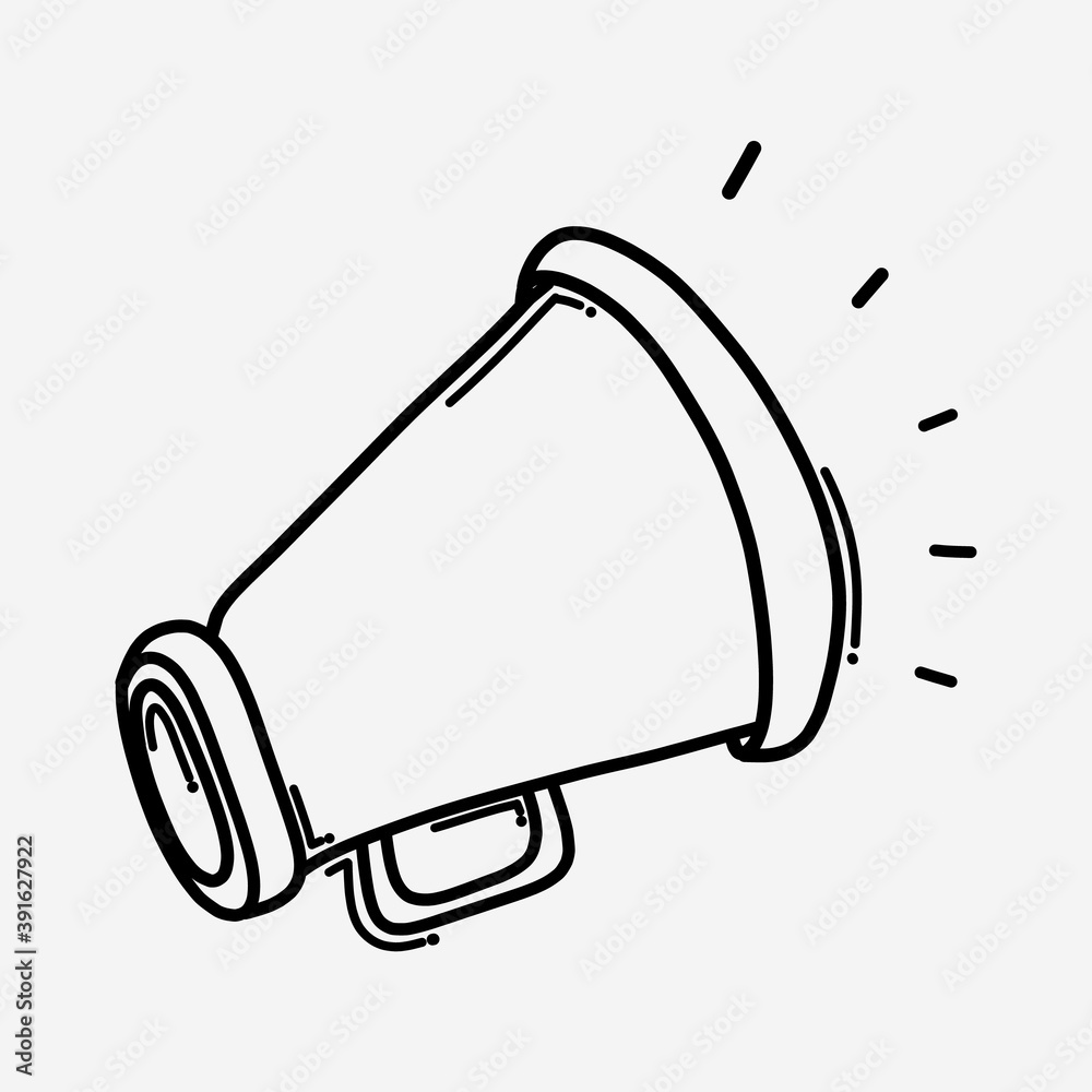 megaphone doodle vector icon. Drawing sketch illustration hand drawn ...