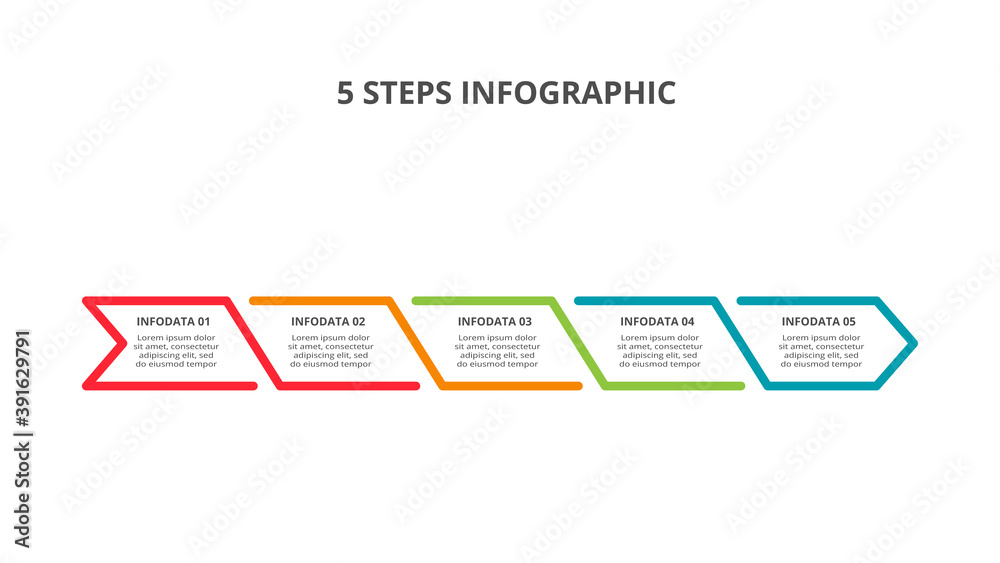 Abstract arrows of graph, diagram with 5 steps, options, parts or ...
