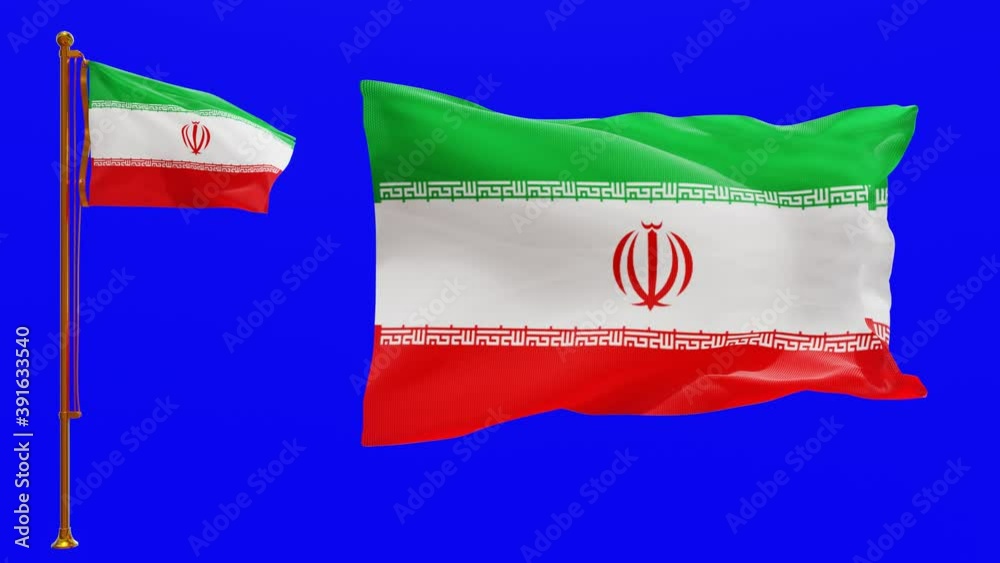 Flags of Iran with Green Screen Chroma Key High Quality 4K UHD 60FPS ...