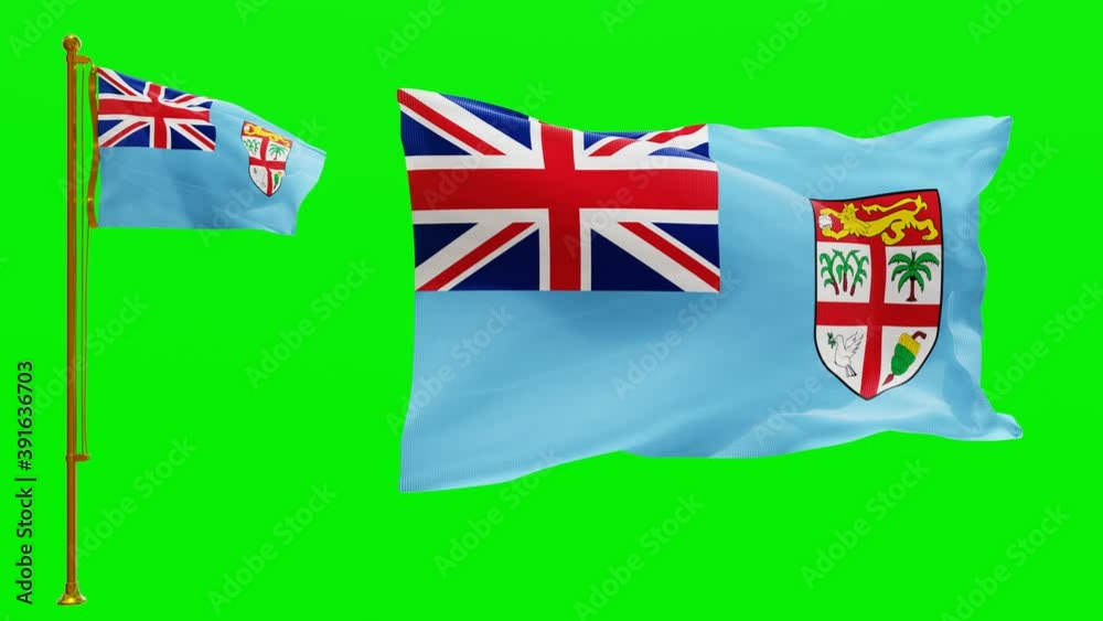 Flags of Fiji with Green Screen Chroma Key High Quality 4K UHD 60FPS ...