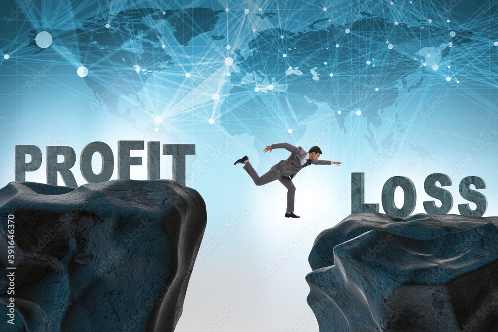 Poster Concept of profit and loss with businessman – Wall Art | UkPosters