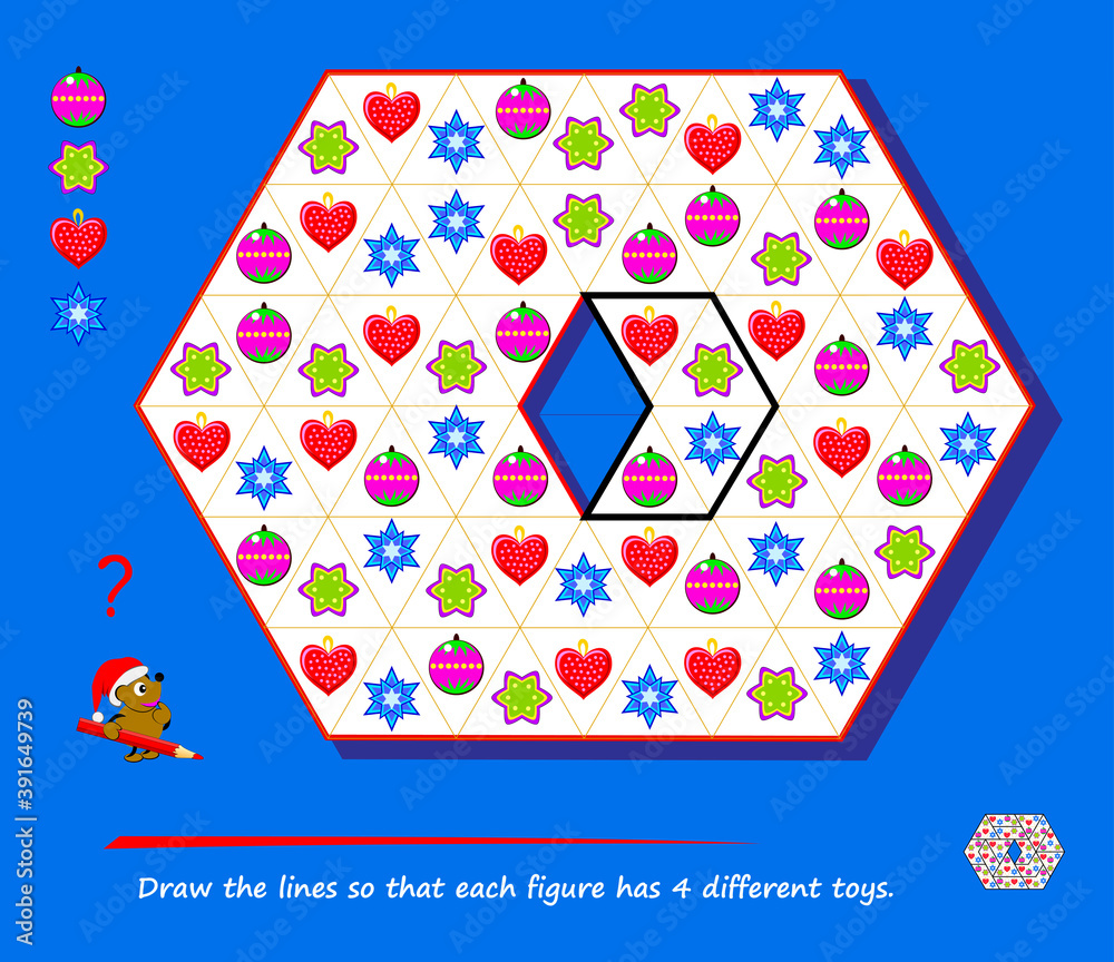 Logic puzzle game for children and adults. Draw the lines so that each ...