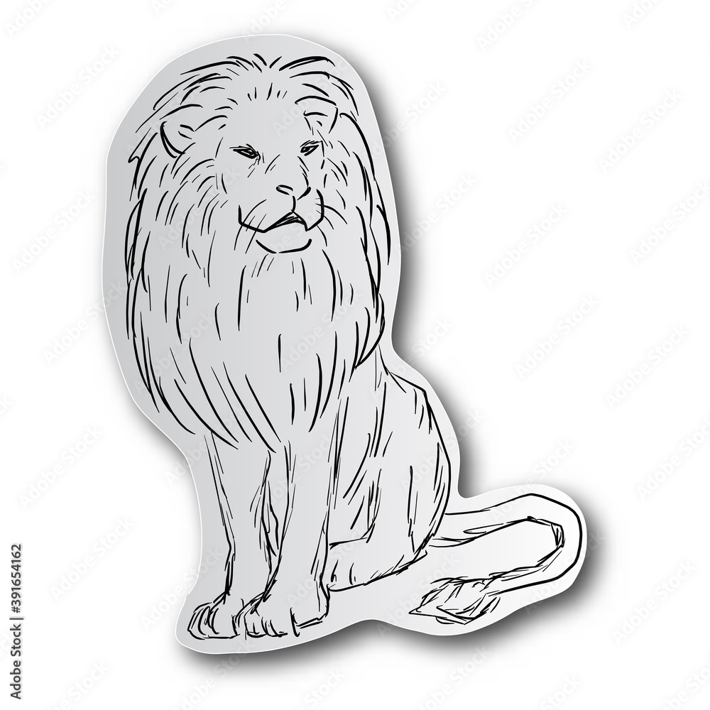Lion sitting vector illustration sketch doodle hand drawn with black ...
