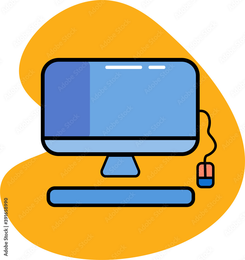 ilustración plana de una computadora Stock Illustration | Adobe Stock