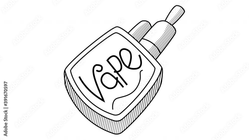 Drawing a device for smoking vapors. Sketch style vape on white alpha ...