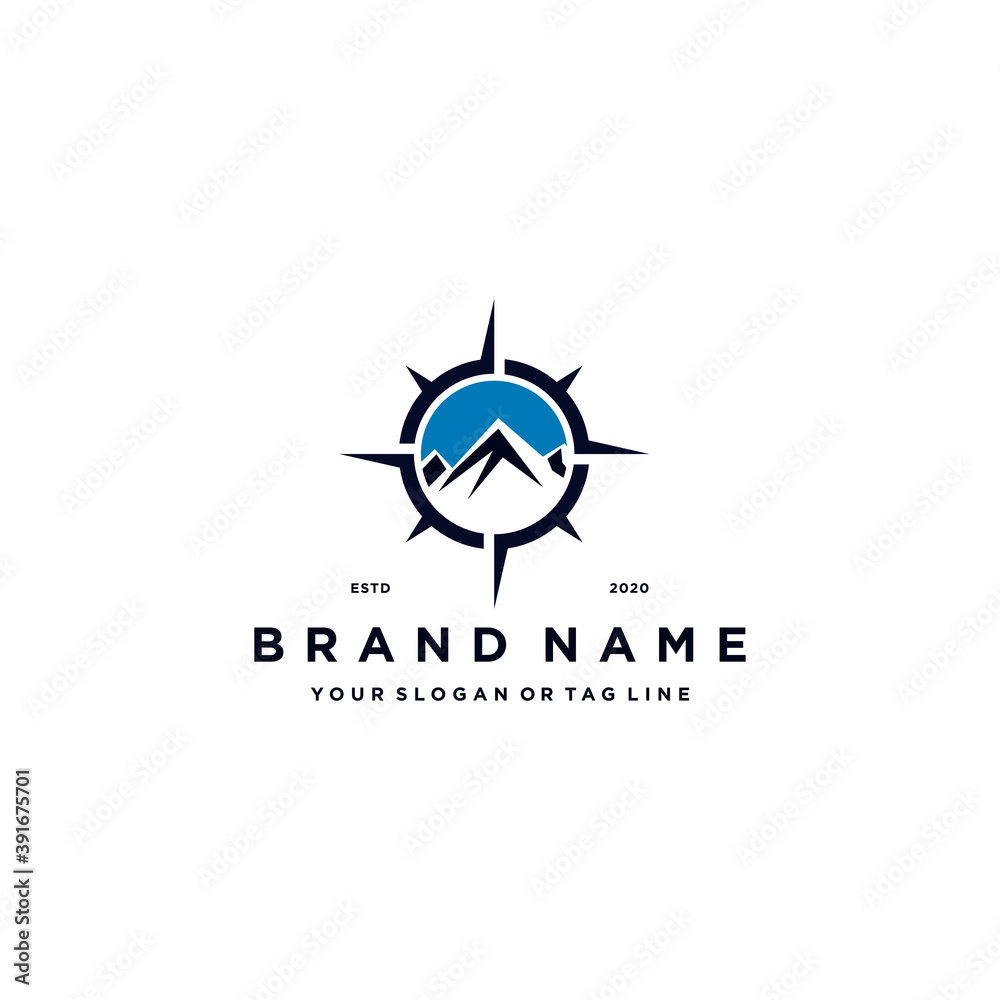 mountain compass logo design concept vector Stock Vector | Adobe Stock