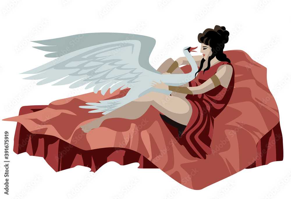 Leda And The Zeus In The Shape Of A Swan Stock Vector Adobe Stock