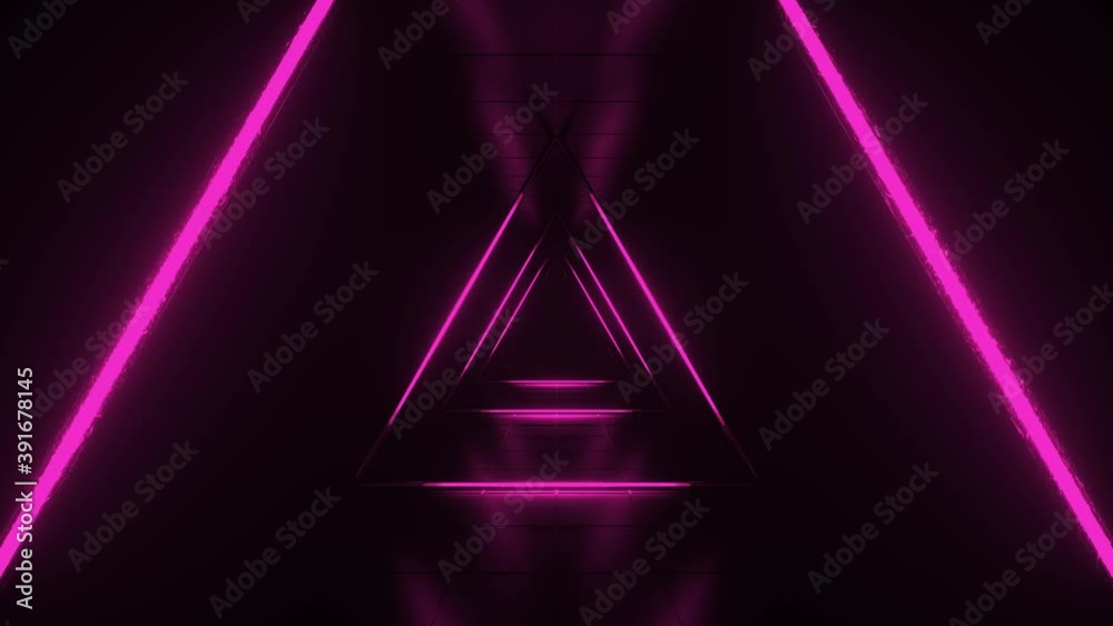 Abstract pink futuristic background. Space from glowing neon light ...