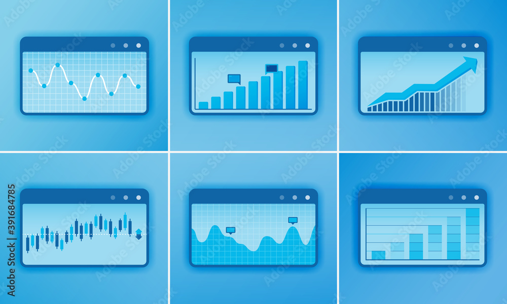 Vettoriale Stock Accounting software design vector chart with bar chart ...