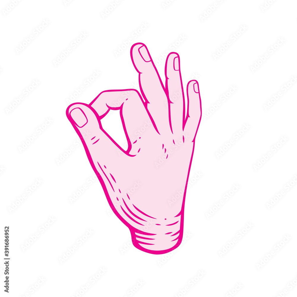 Okay hand gesture in vector graphic. Symbolism and expression of ...