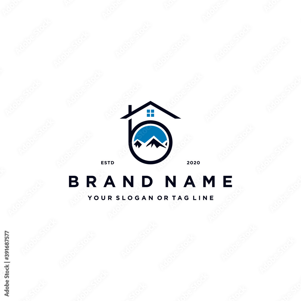 letter b mountain home logo design vector Stock Vector | Adobe Stock