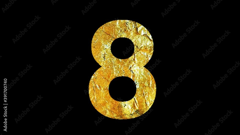 ten second number morphing countdown motion effect in gold texture ...