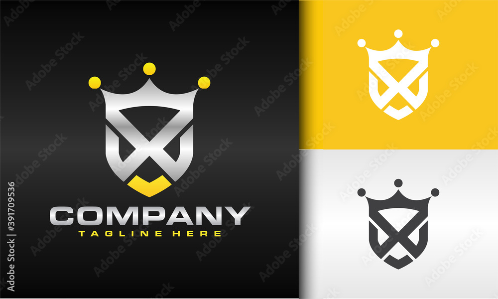 letter X shield crown logo Stock Vector | Adobe Stock