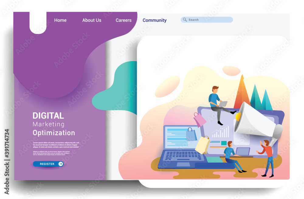 Social media marketing landing page template, business strategy ...