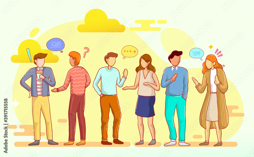 Sets of people talking or speaking to each other. Collection of ...