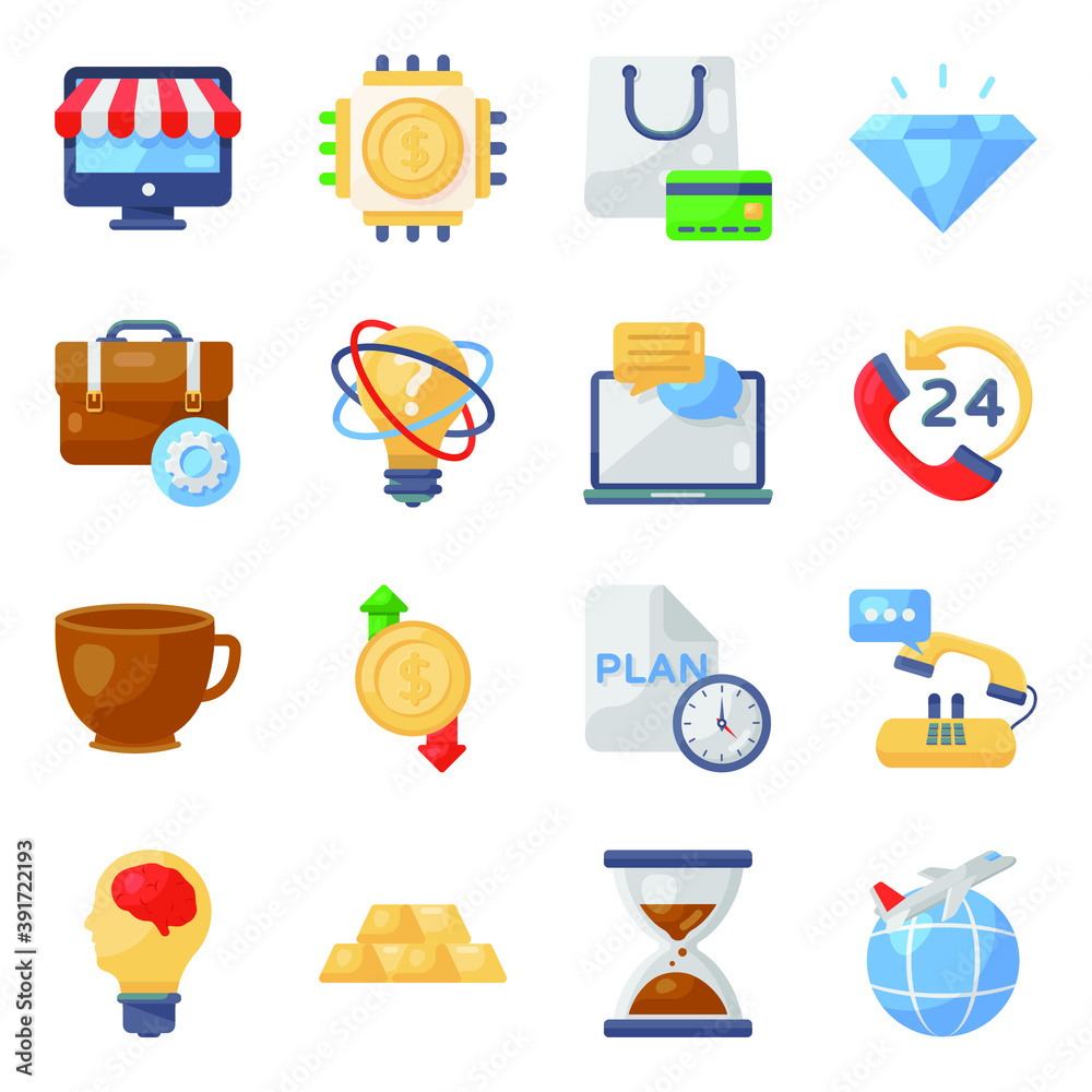 Online Banking Icons in Modern Flat Style Pack Stock Vector | Adobe Stock
